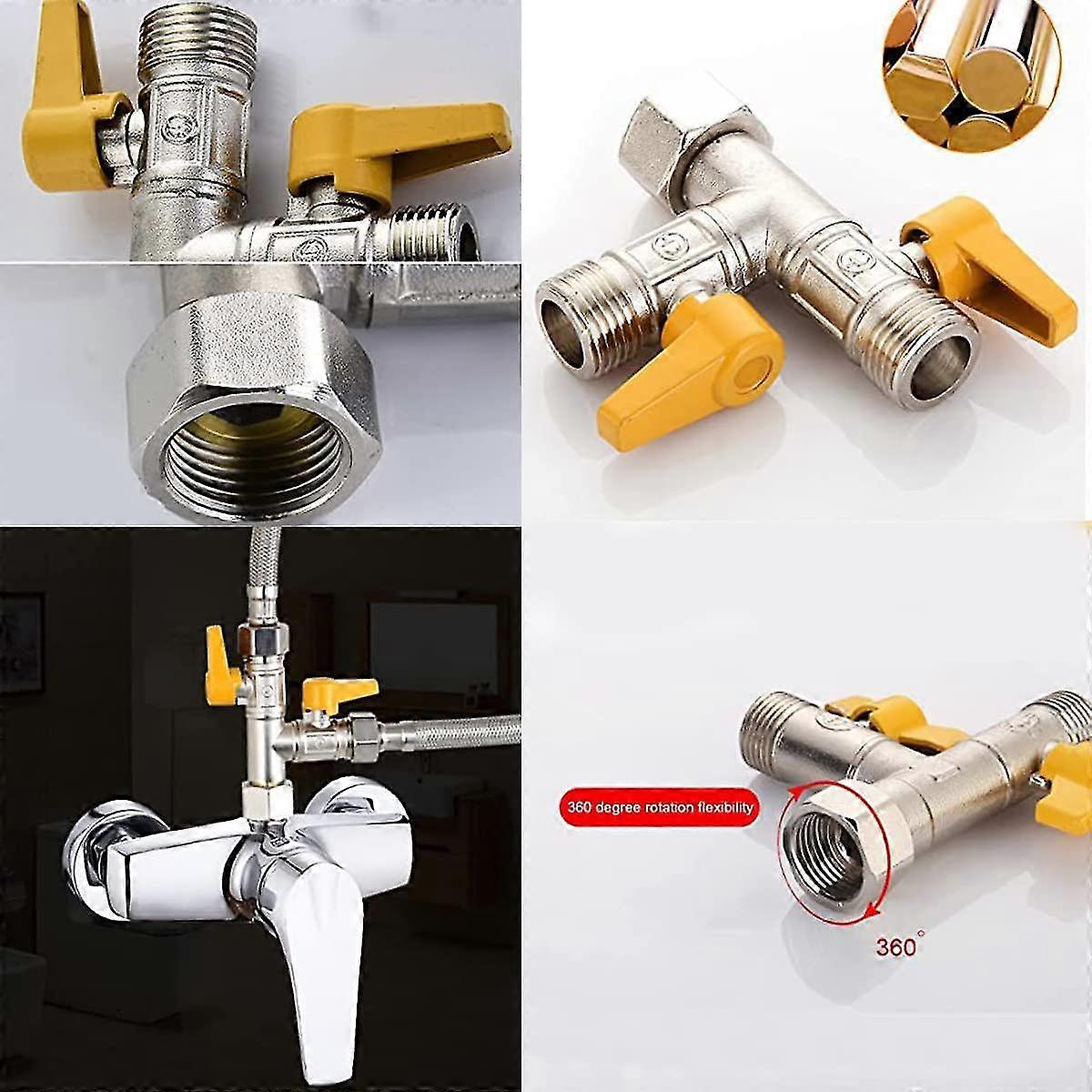 3-Wege-Ventil Messing 3-Wege-Duschventil Messing 3-Wege-Ventil T-Armatur, Absperrventil für ...