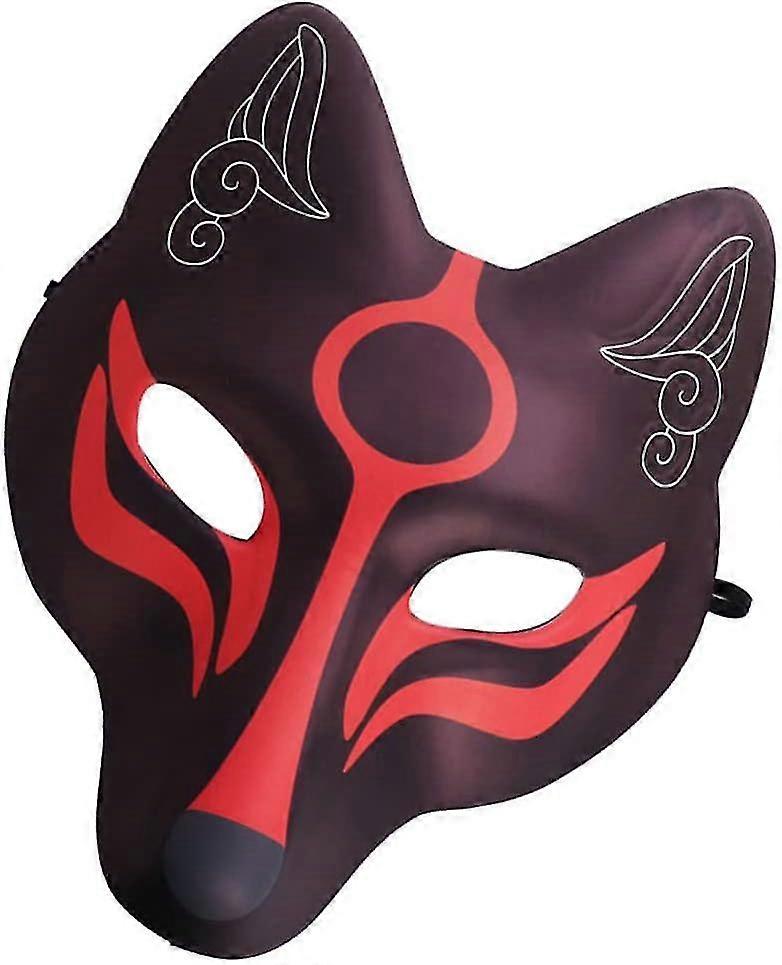 Fox Masks Japanese Kabuki Kitsune Masks Adult Masquerade Party Black Masks Cosplay Costume Prop ...