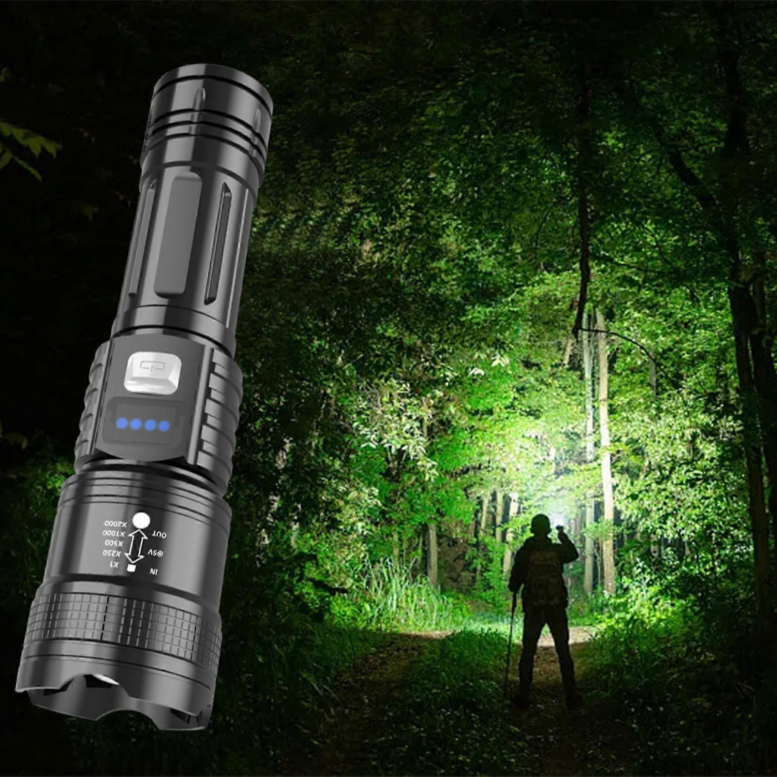 Flashlight Retractable Zoom Flashlight Power Display Ultra-bright P50 ...