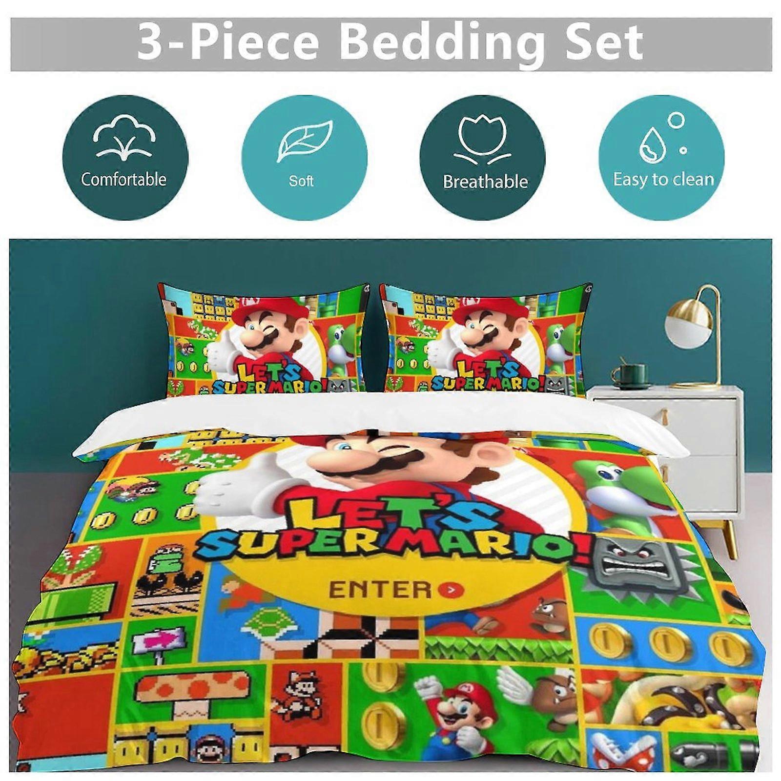 a1799 Super Mario 3-Piece Comforter Set for Bedroom, Super Mario ...
