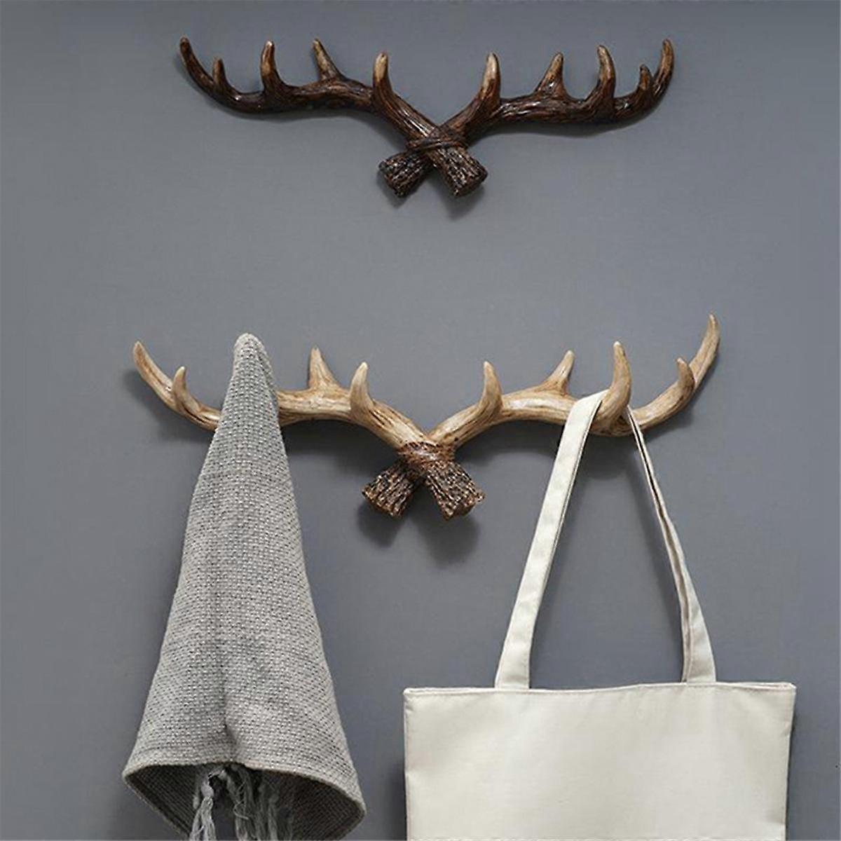 Vintage Deer Horn Hook Resin Key Hooks Holder Wall Mounted Cap Coat ...