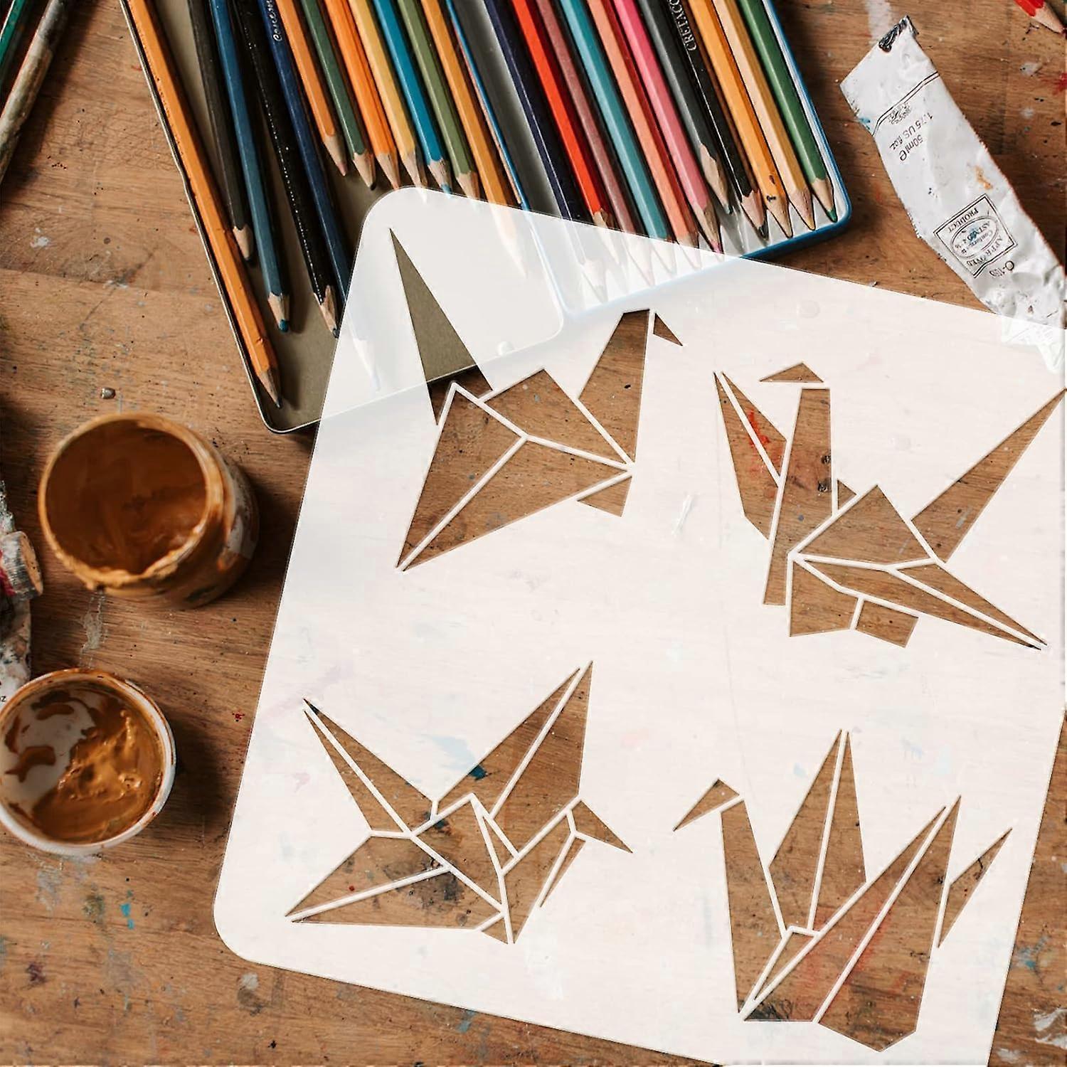 Origami Crane Painting Stencil 11.8x11.8 inch 4 Styles Paper Crane ...