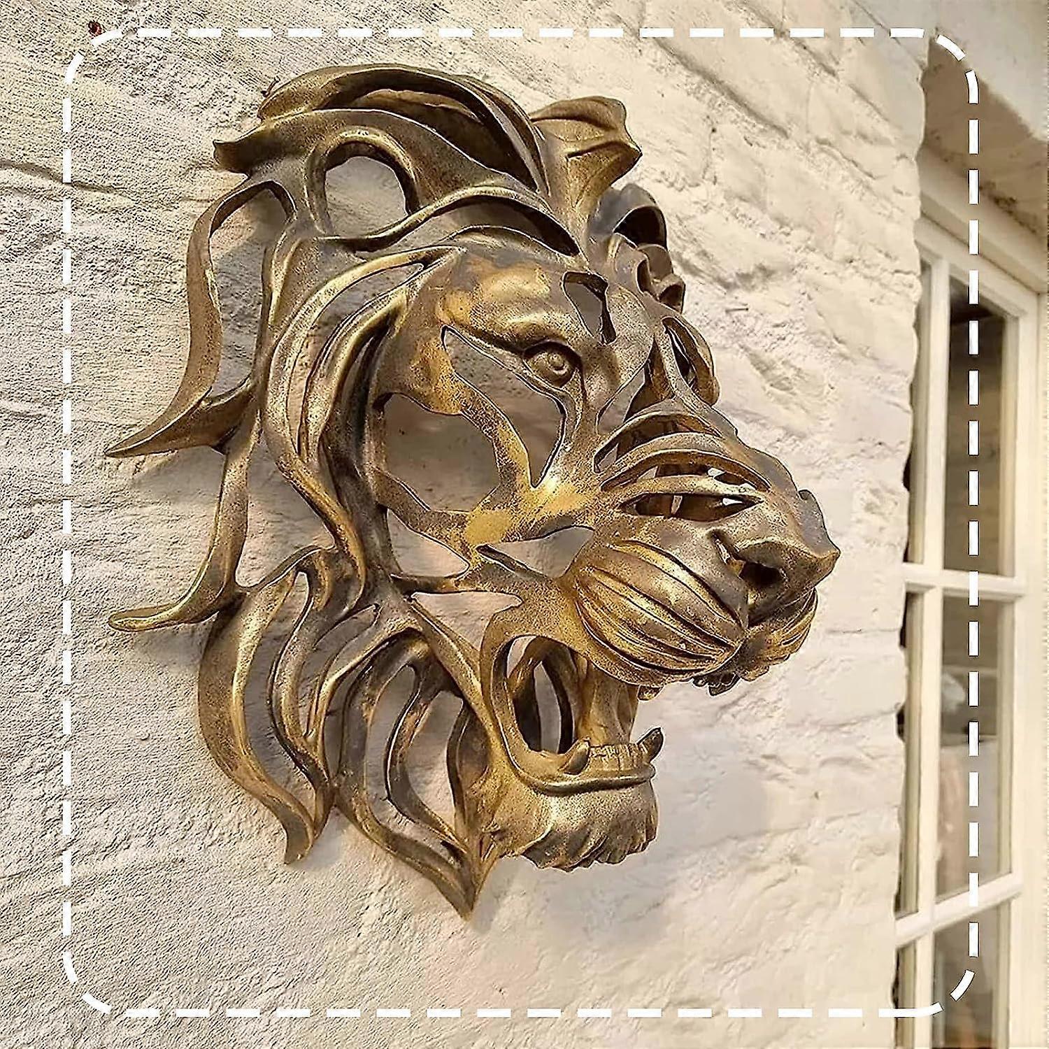 Rare Find, Large Lion Head Wall Art, 3D Resin Lion Head Sculpture Gold ...