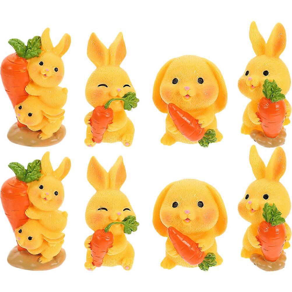 8pcs Cute Bunny Miniature Rabbit Figurines DIY Resin Bunny Decorations ...