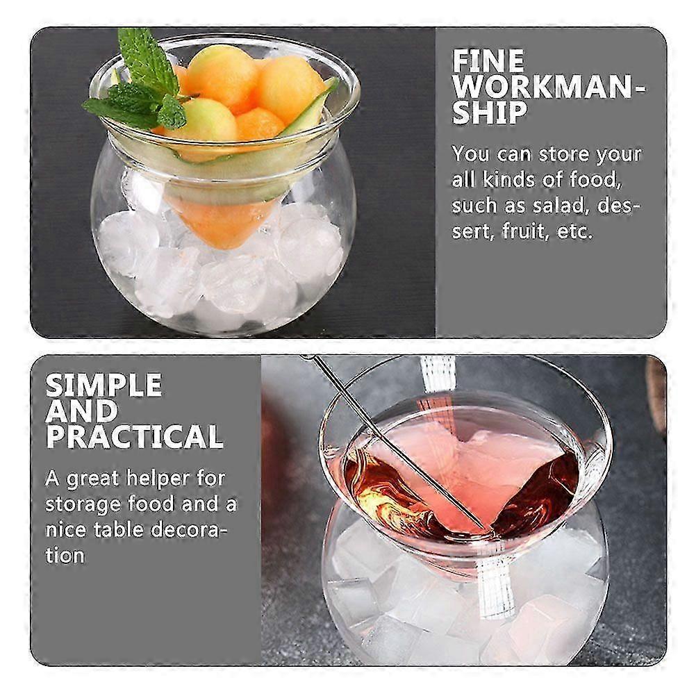 1 Set Glass Caviar Chiller Server Set Serving Dish with Ice Holder for ...