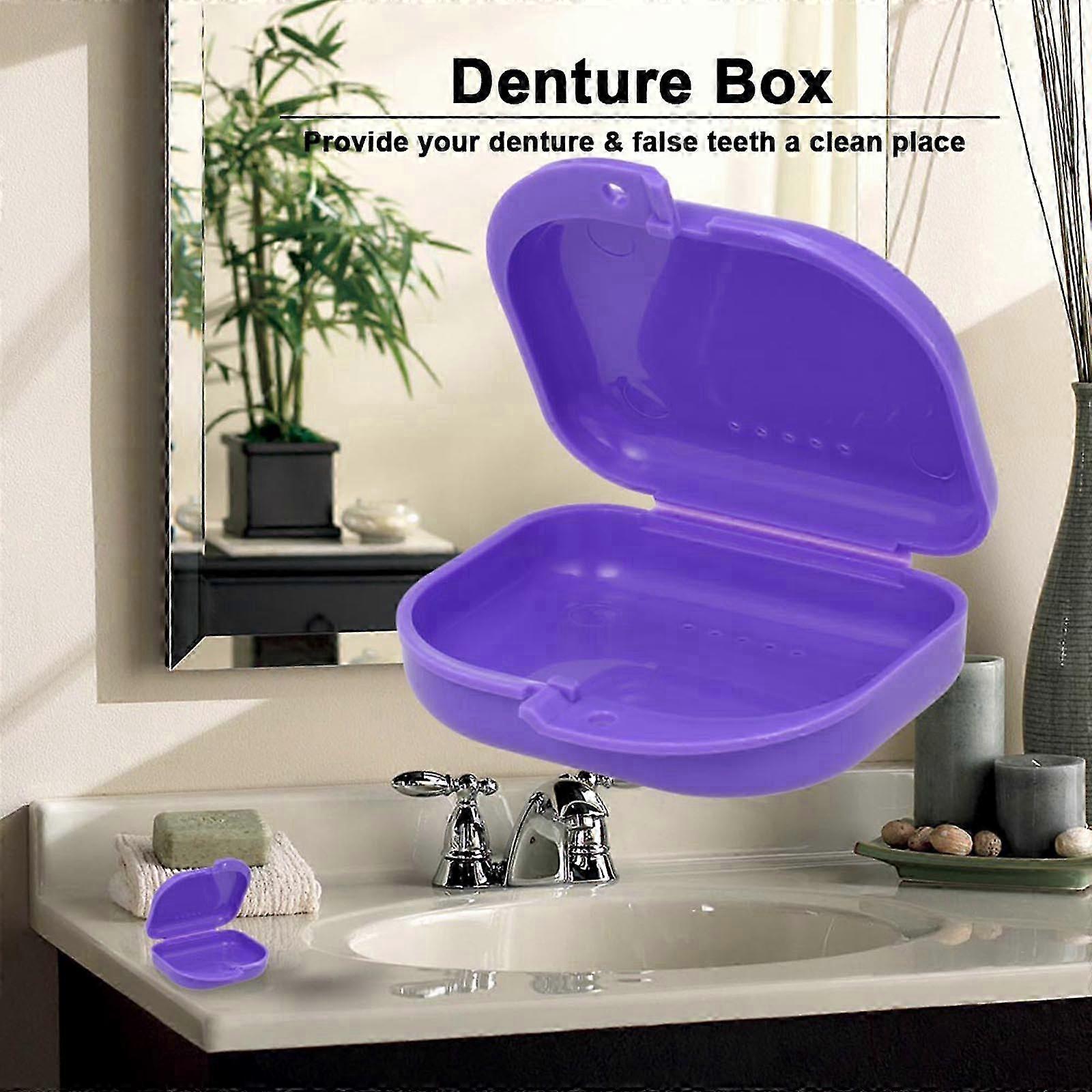 Denture Box Denture Case Dental False Teeth Cleaning Box Denture Bath ...
