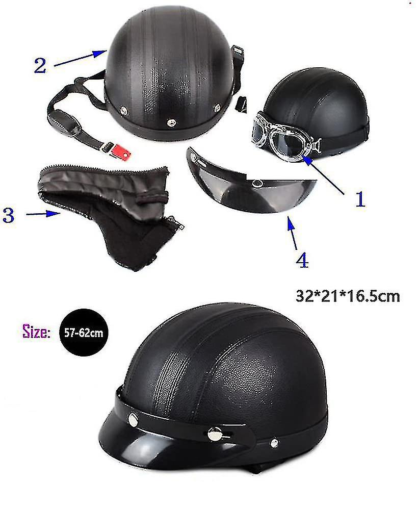 Motorcycle Helmet Motorbike Helmet Retro Motorcycle Leather Half Helmet ...
