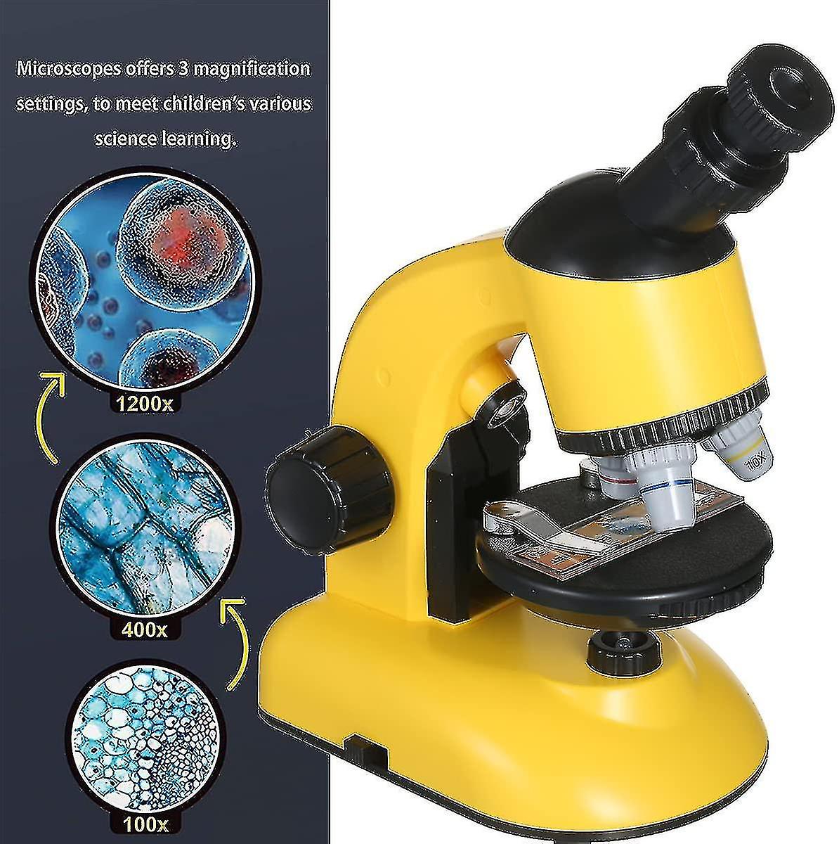 Microscope For Children, 40x-1200x Magnification Led Microscope Kit For ...