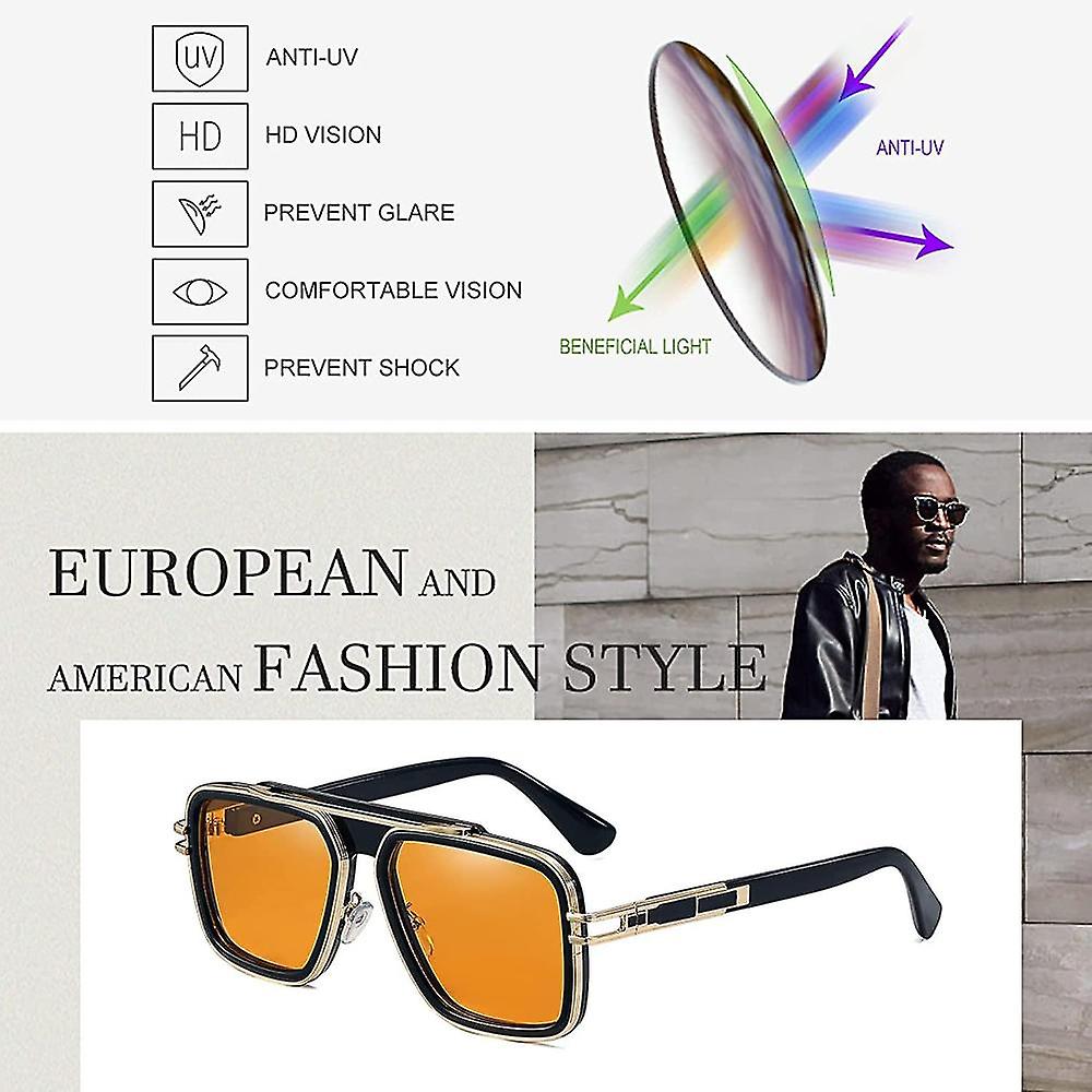 Square Aviator Sunglasses For Women Men Retro Aviator Sunglasses Uv ...