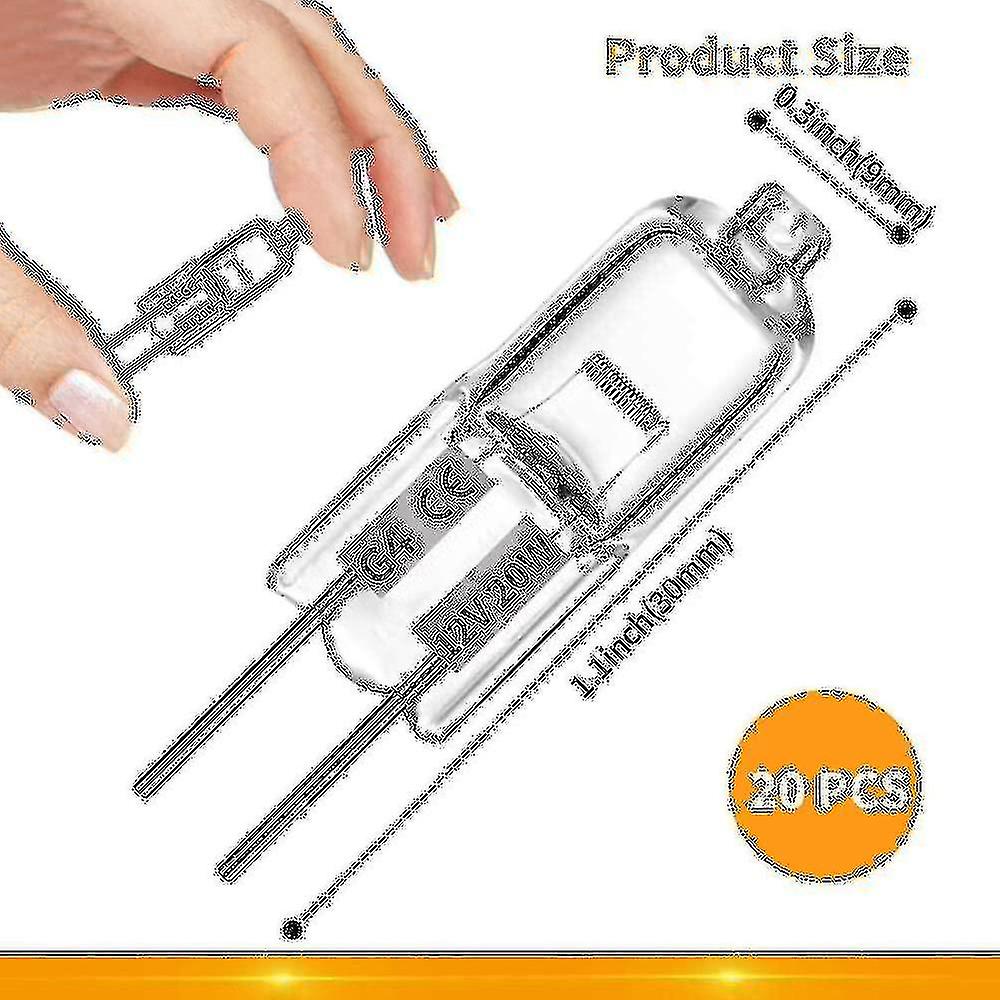 20 Pcs G4 Halogen Bulbs,20w 12v Halogen Light Bulbs 2 Pin Clear Lamp ...