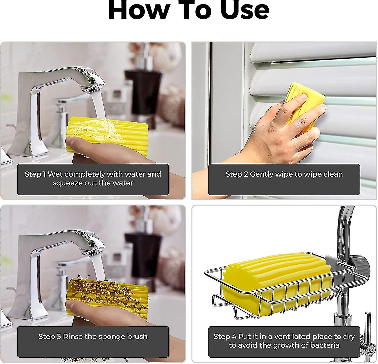 4pcs Damp Clean Duster Sponge Pva, Magical Dust Cleaning Sponges Damp ...