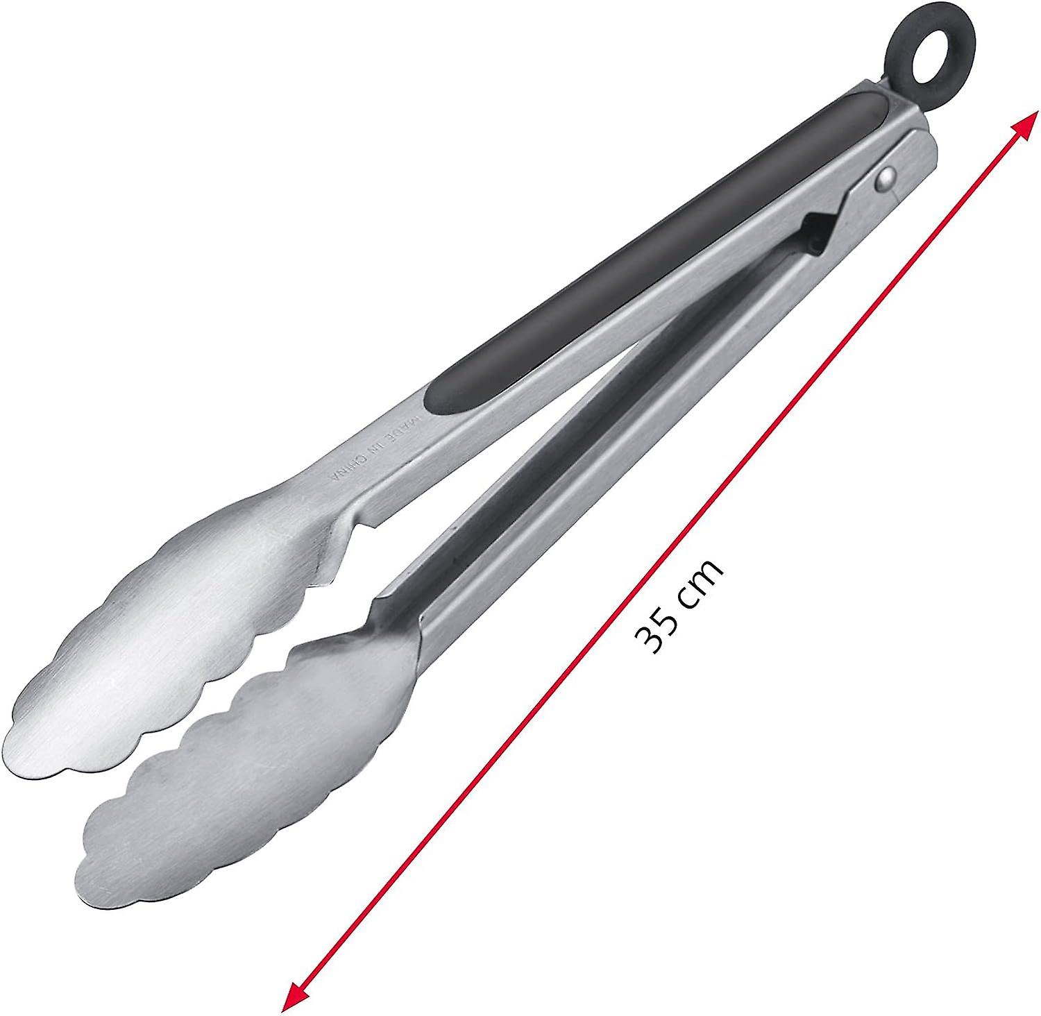 Grilling tongs + serving tongs with stainless steel handles and rubber ...