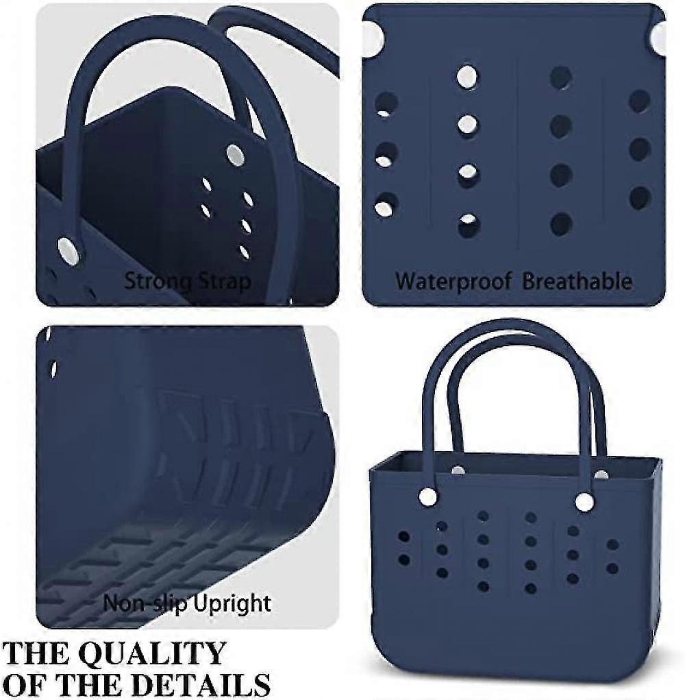 Rubber Beach Bag EVA Perforated Waterproof Sandproof Durable Open Silicone Tote Bag for Outdoor ...