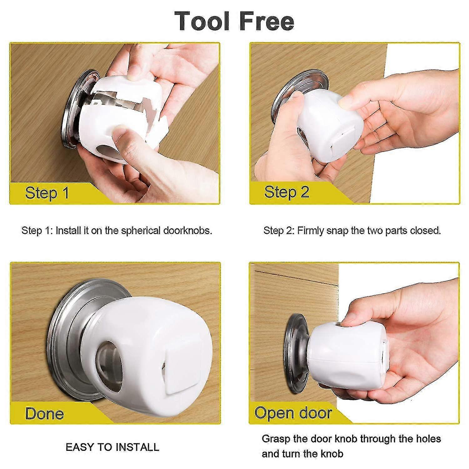 4 Pack Door Knob Safety Cover For Kids, Child Proof Door Knob Covers ...