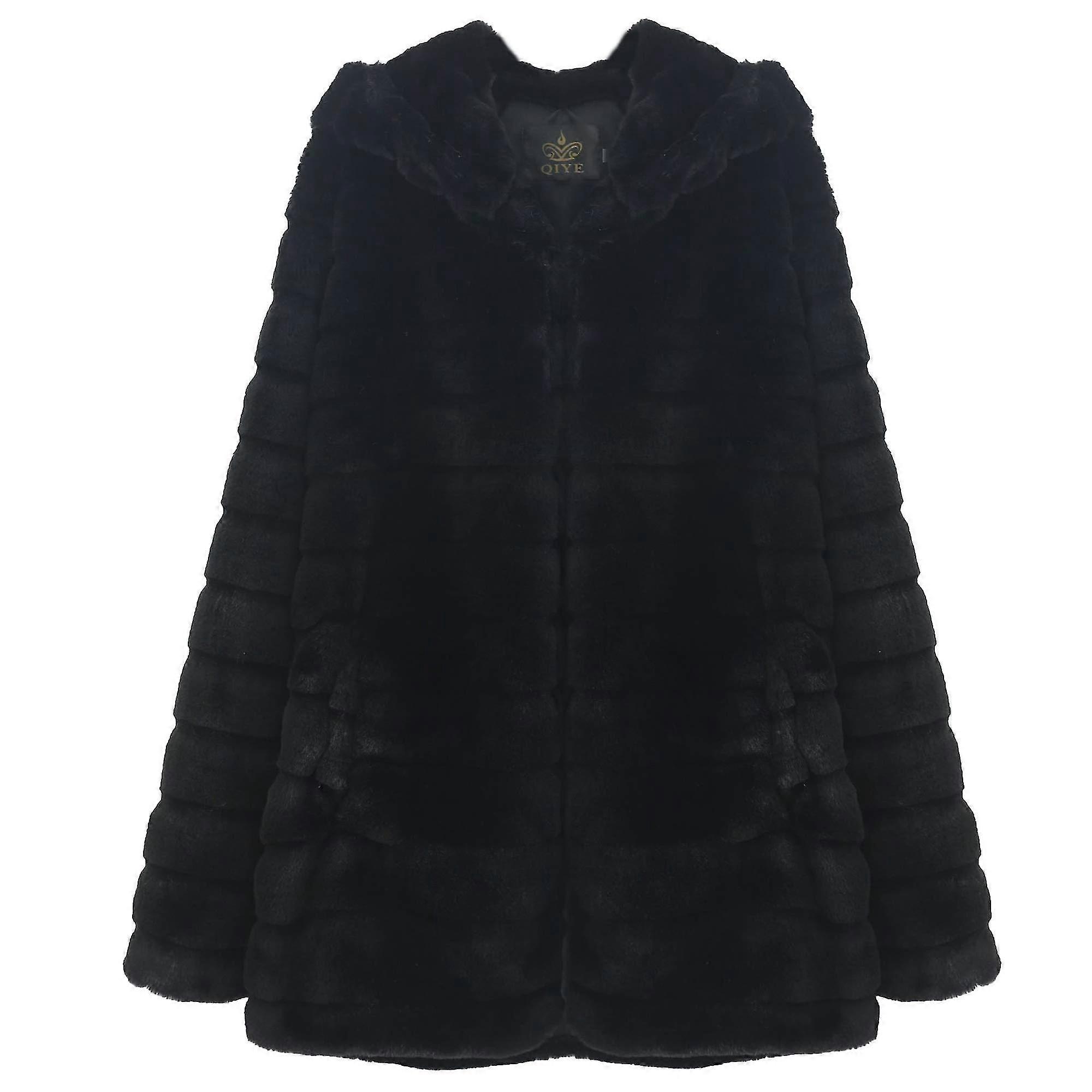 Faux Fur Hooded Jacket Mink Velvet Coat Fuzzy Jacket Faux Mink Fur Warm ...