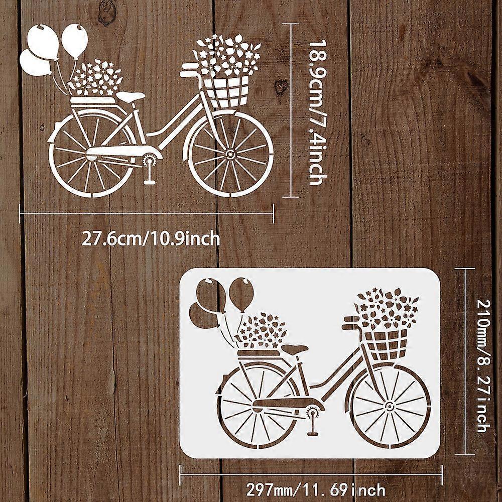 1pc Bicycle Stencil Template 29.7x21cm Flower Stencils Plastic Bike ...
