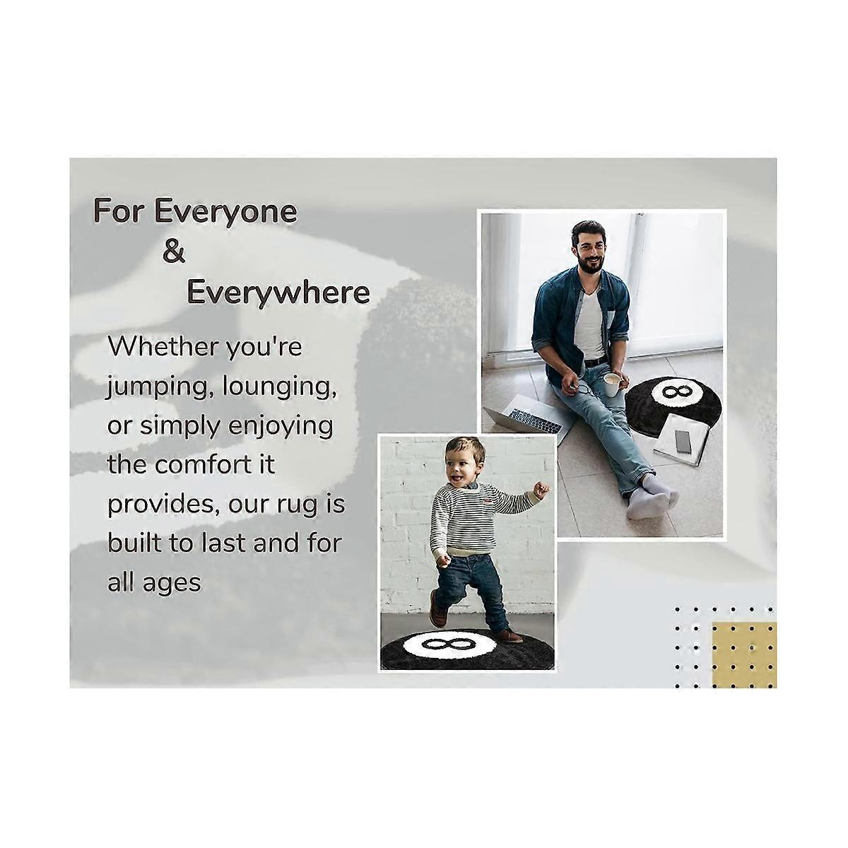 8 Ball Rug - 32 Inch White & Black Rug - Cool Rugs and Aesthetic Rugs ...