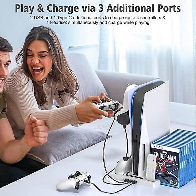 PS5 Stand with Cooling Fan Dual Fast PS5 Controller Charging Station ...