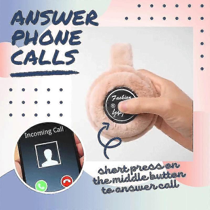 Bluetooth Earmuff Warm Plush Wireless Music Earmuffs Unisex For Women ...