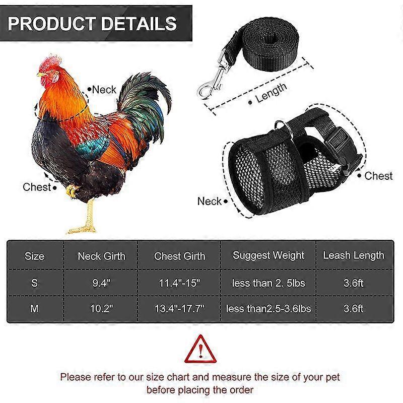S-Molain Adjustable Chicken Harness with Leash, Comfortable Hen Vest ...