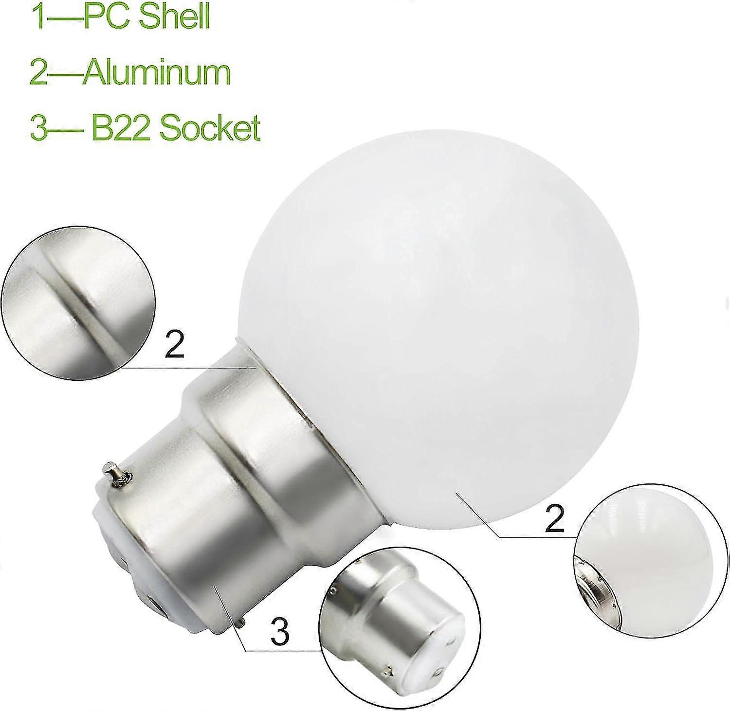 6Pcs B22 LED Bulb 3W Golf Ball Bulbs B22 Bayonet Small Globe Light Bulb ...