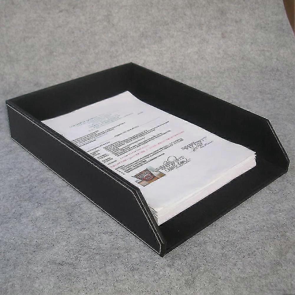 Pu Leather Collection Letter Tray Desk Stackable Office File (black ...