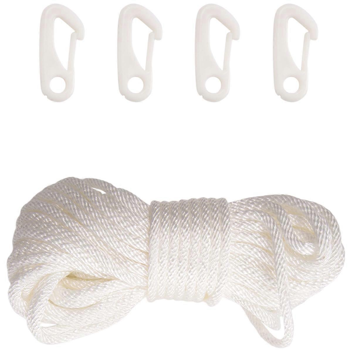 50 Feet x 1/4inch Flag Pole Halyard Rope with 4 Pieces Flag Pole Hook ...