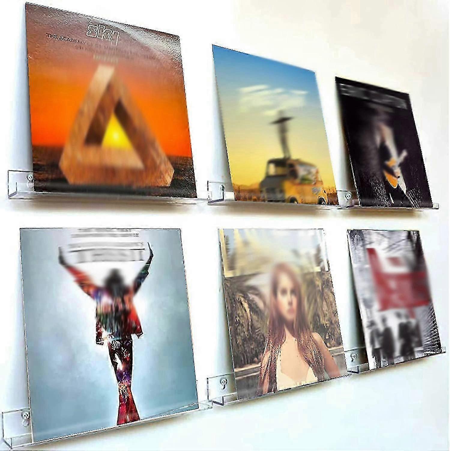 Acrylic Wall Mount Vinyl Record Shelf, 6-Pack LP Album Display Holder ...