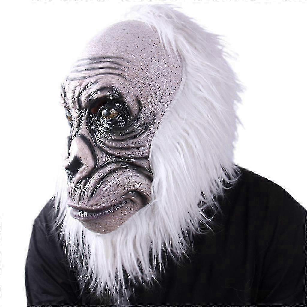 Animal Baboon for Head Mask Latex Monkey Gorilla Helmet with White Hair ...