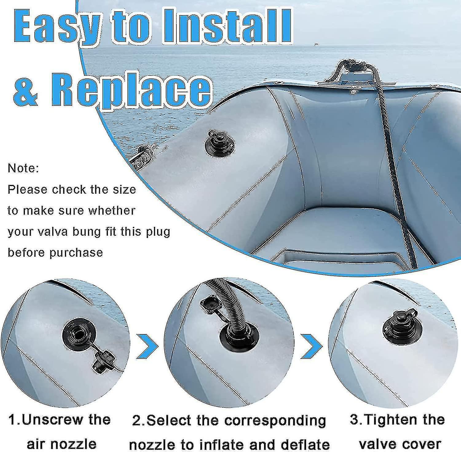 2 Pcs Inflatable Boat Air Valve, Boston Spiral Air Plugs Quick Inflate ...