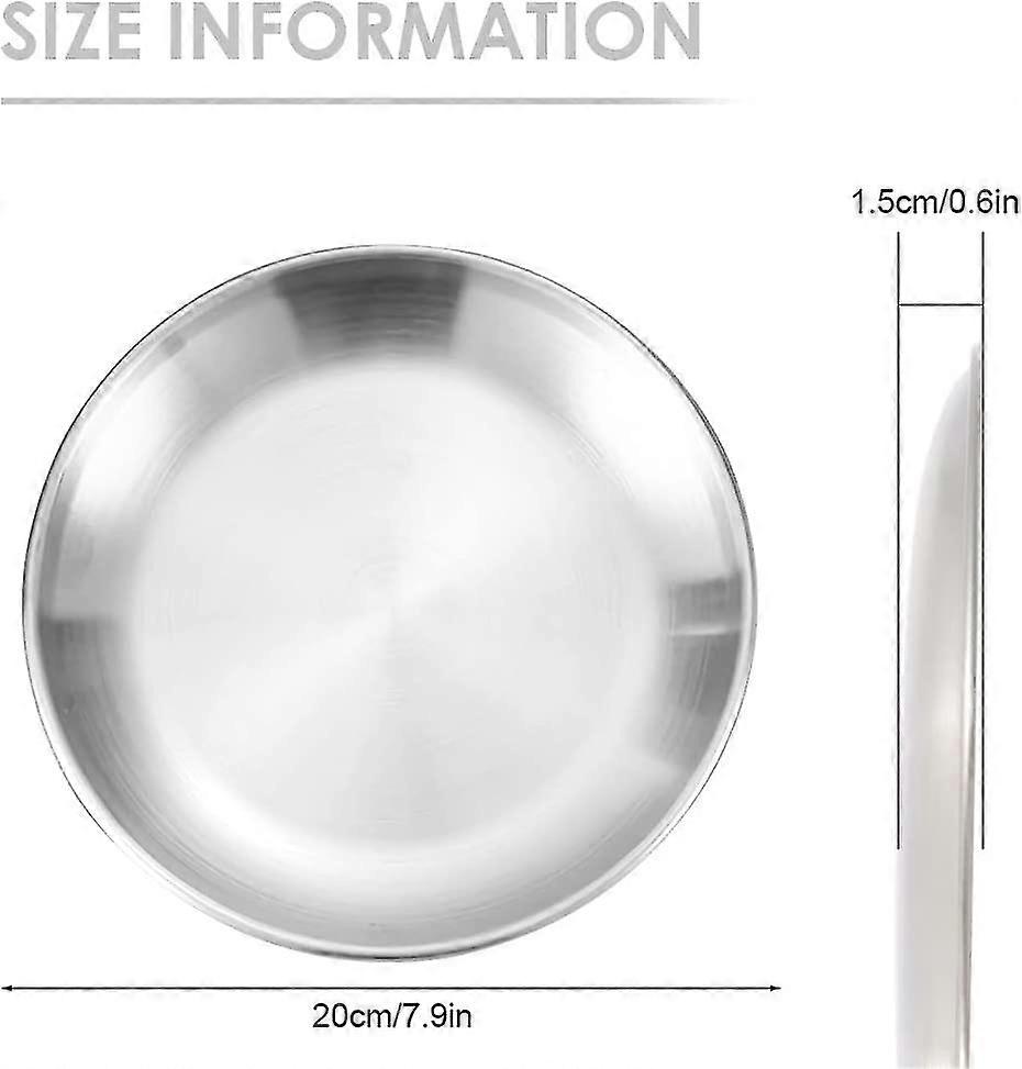7.9 Inch Stainless Steel Round Plate, Metal Camping Plates, Stainless ...