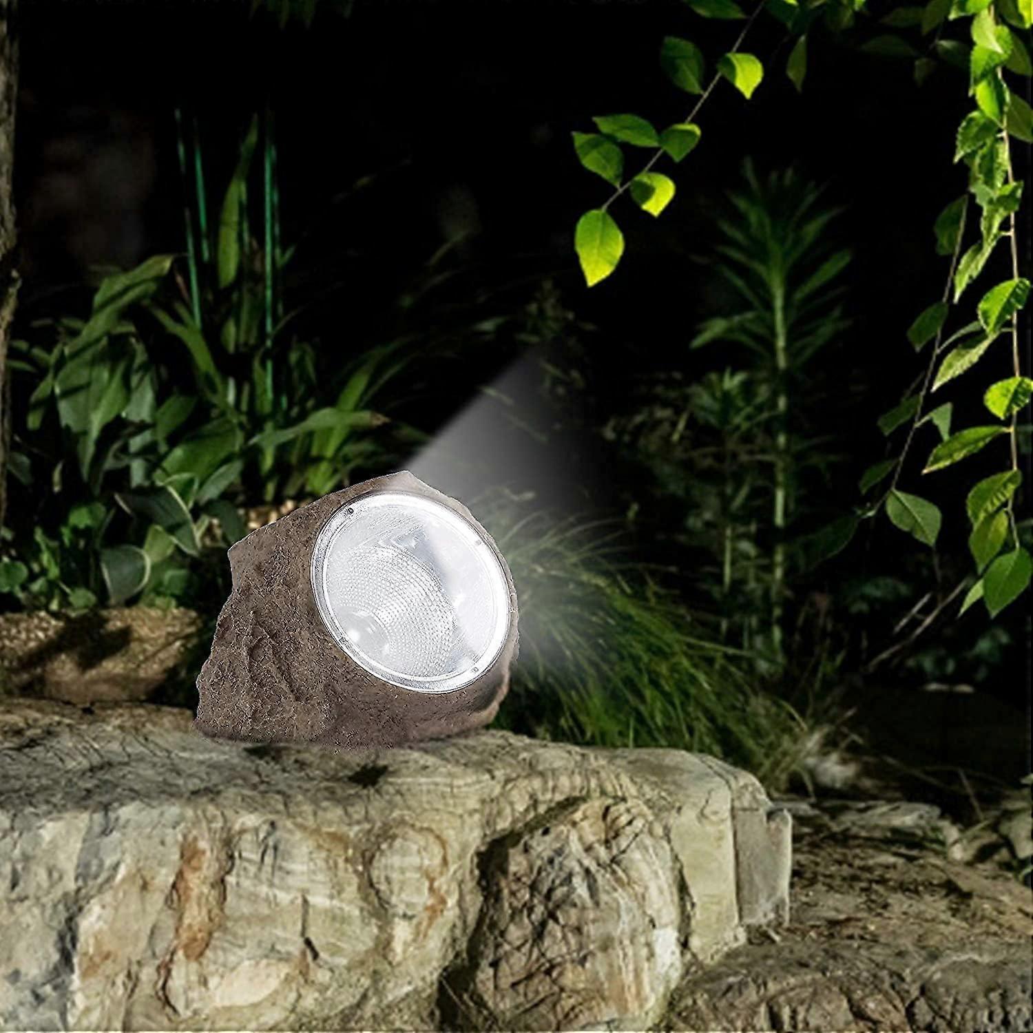 3 Pieces Solar Rock Lights, Solar Powered Garden Stone Light Outdoor ...