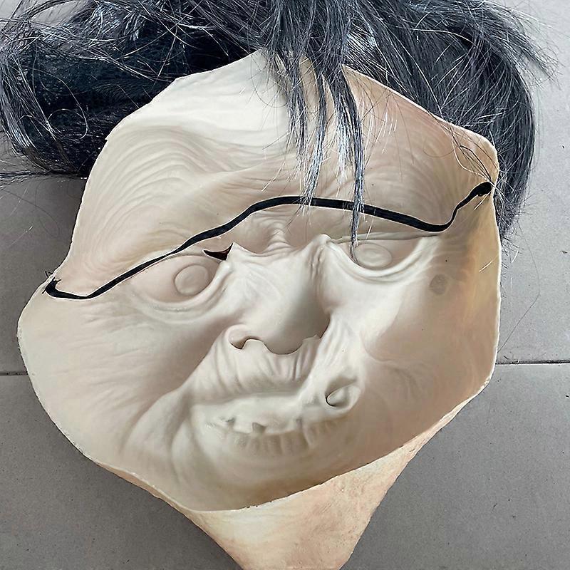 Scary Old Witch Mask Latex with Hair Halloween Fancy Dress Grimace ...