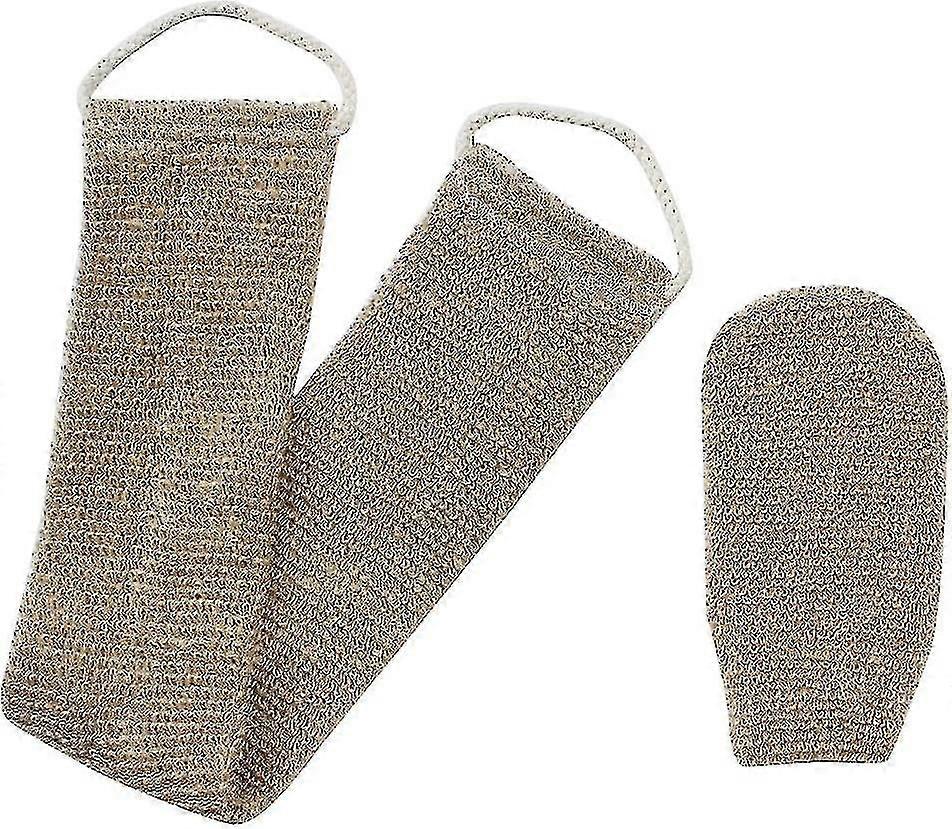 Hemp Back Scrubber, 100% Natural Exfoliating Back Strap With Mitt ...