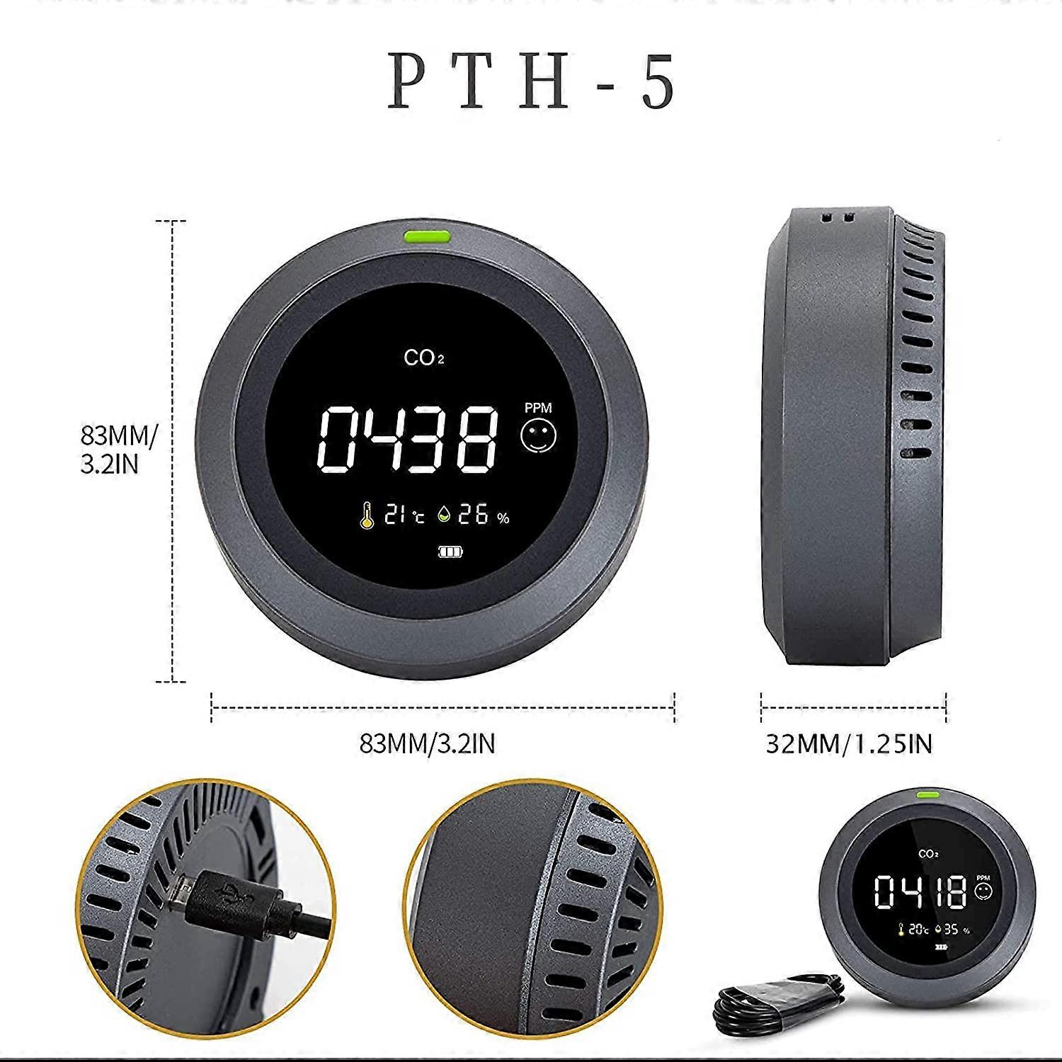 CO2 Detector , Indoor Air CO2 Meter, CO2 Sensor with Temperature and ...