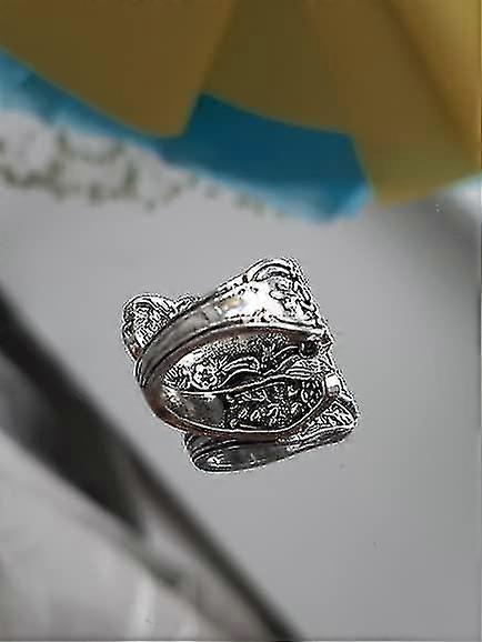 Adjustable Spoon Rings For Women Men Silver Vintage Flower Boho Retro ...