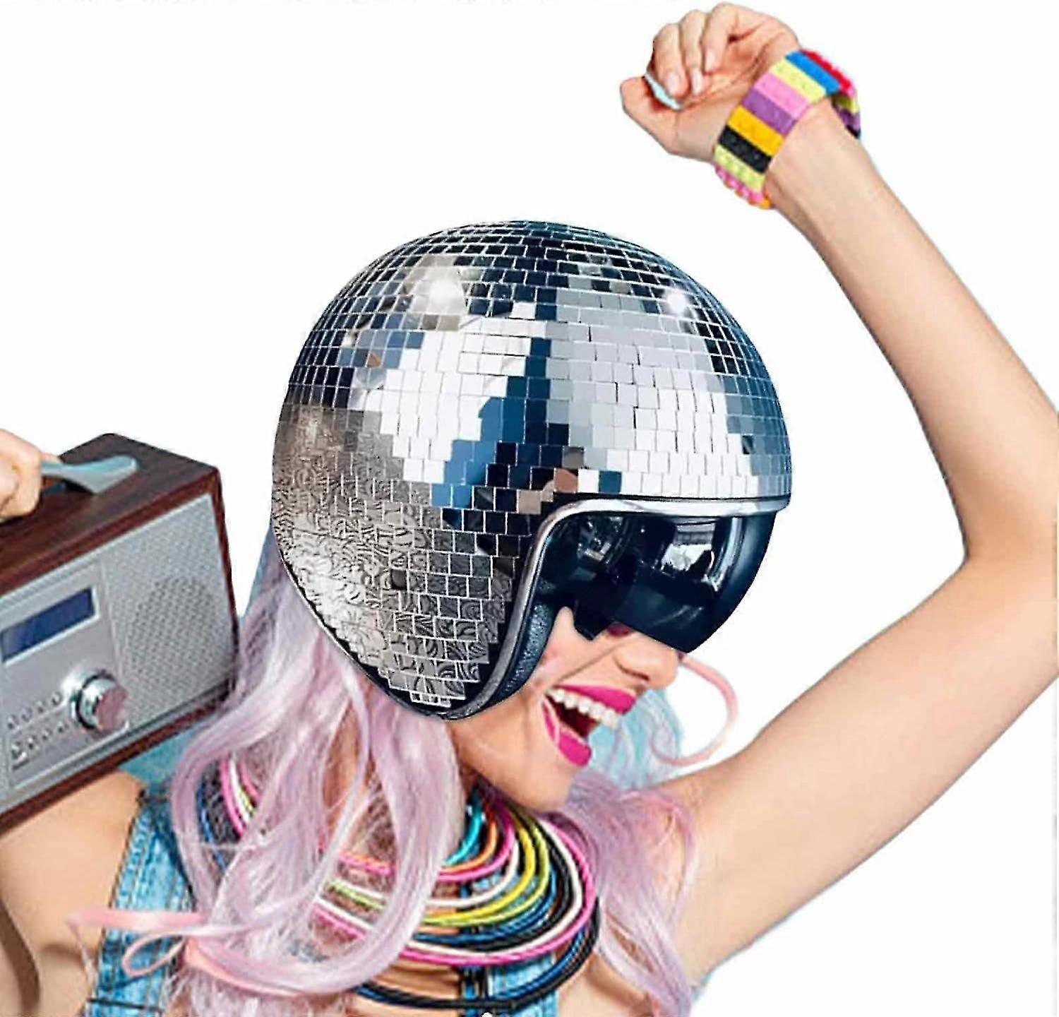 Disco Ball Hats Disco Decor Helmets With Retractable Visor Disco Ball ...
