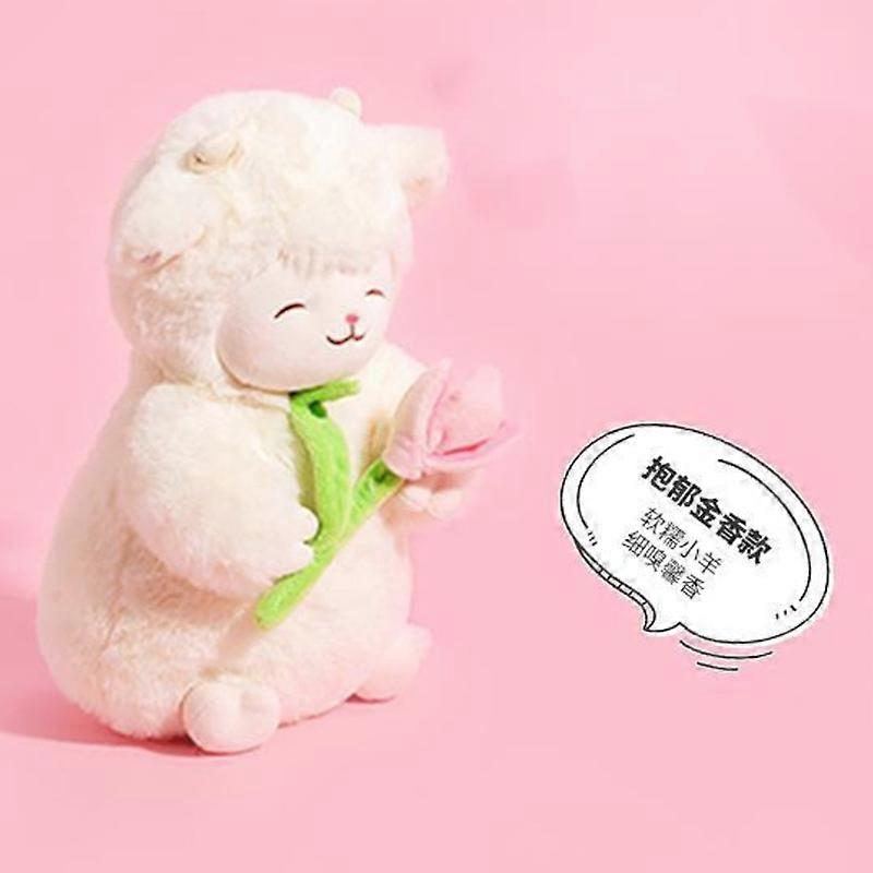 Sweet White Sheep Lam Hold Tulip Flower Plush Doll Soft Stuffed Lamb With Tulip Plushie Toy Cute ...