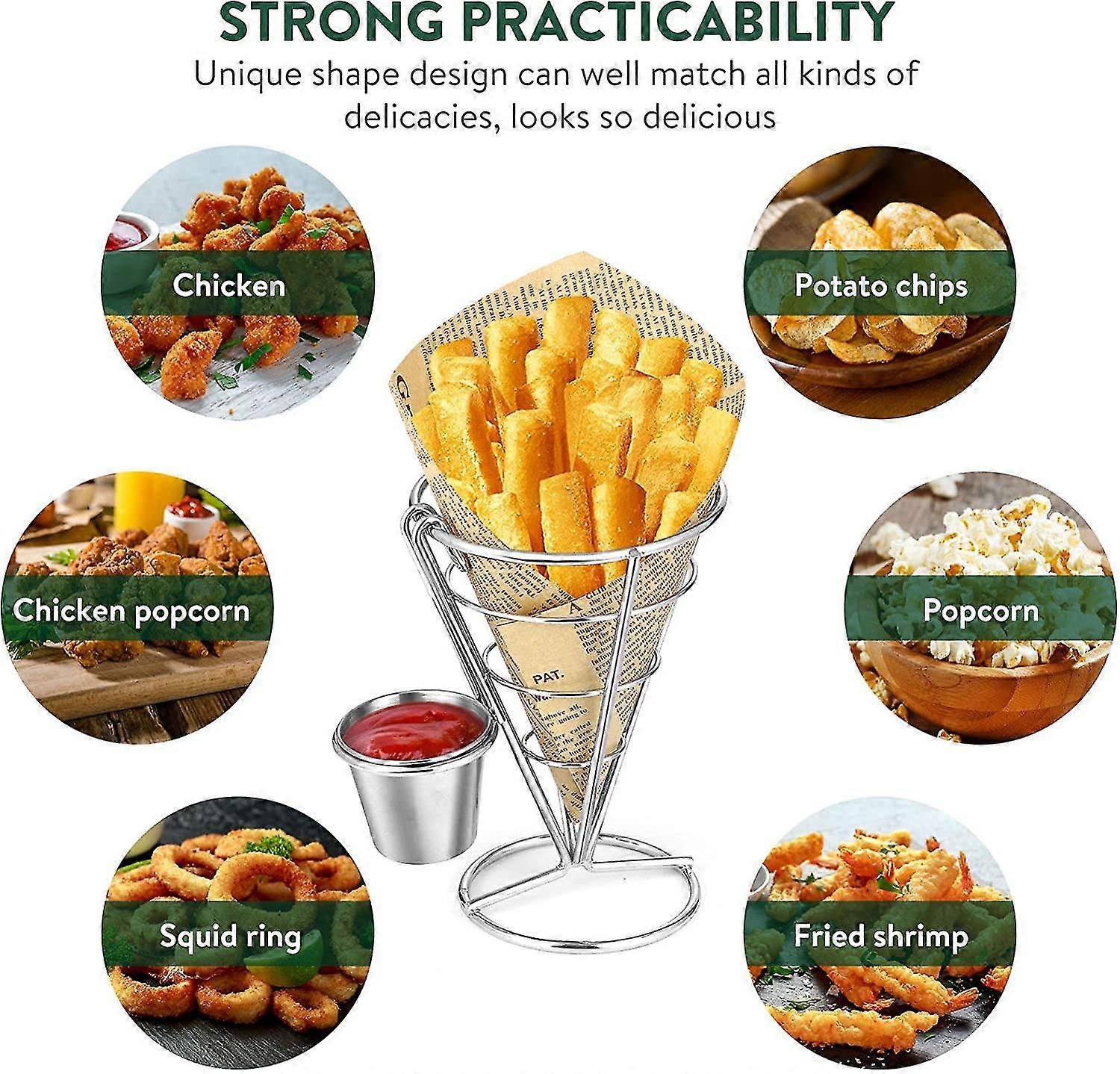 Set Of 2 Buffet Cones Snacks Chips Baskets Snack Roasted Chicken ...