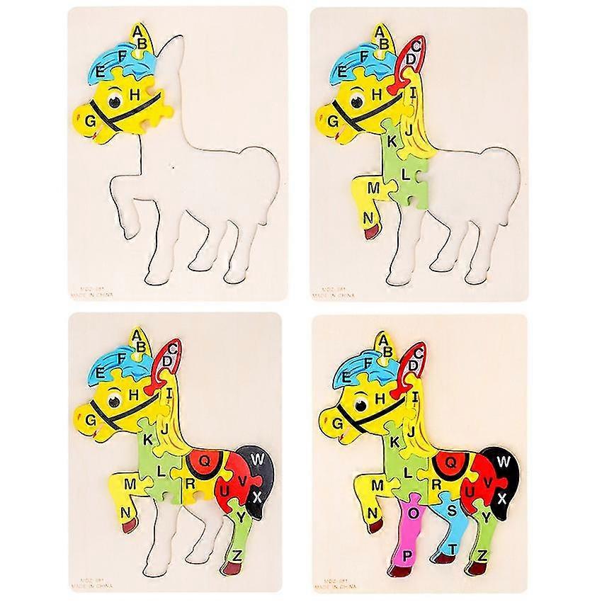 Wooden 3d Jigsaw Puzzles English Alphabet Animal Cycle Baby Cognitive ...