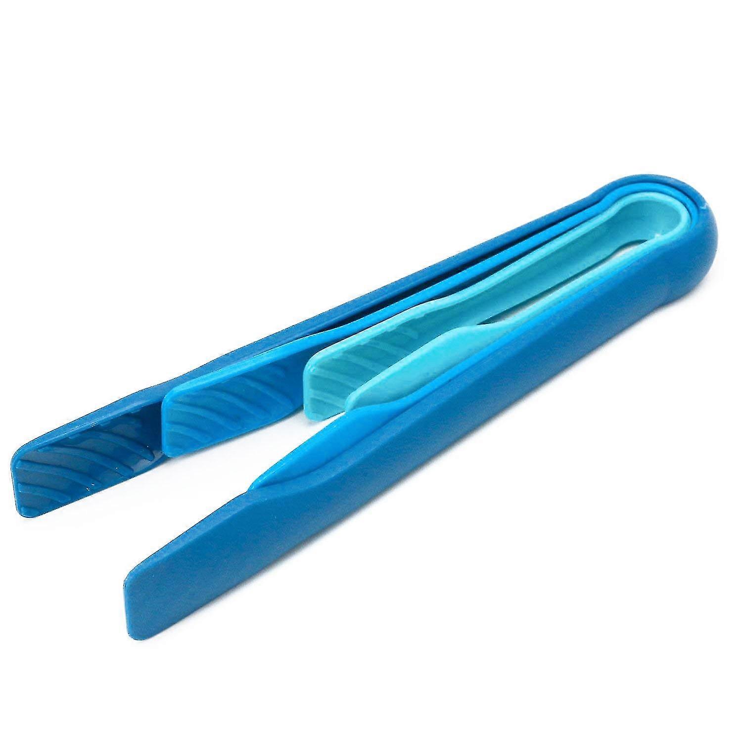 Set Of 3 Tone Blue Compact Large Medium Small Plastic Cooking Tongs ...