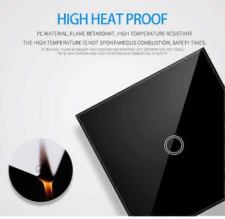 EU Touch Switch AC100 240V Tempered Black White Crystal Glass Panel ...