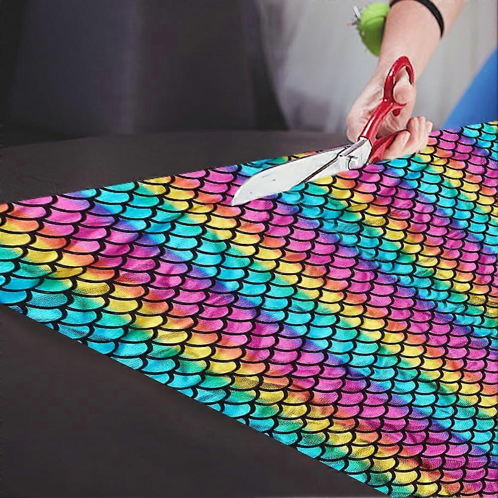 Mermaid Scales Fabric 59.05x39.37 inch Colorful Gradient Scale Fabric ...