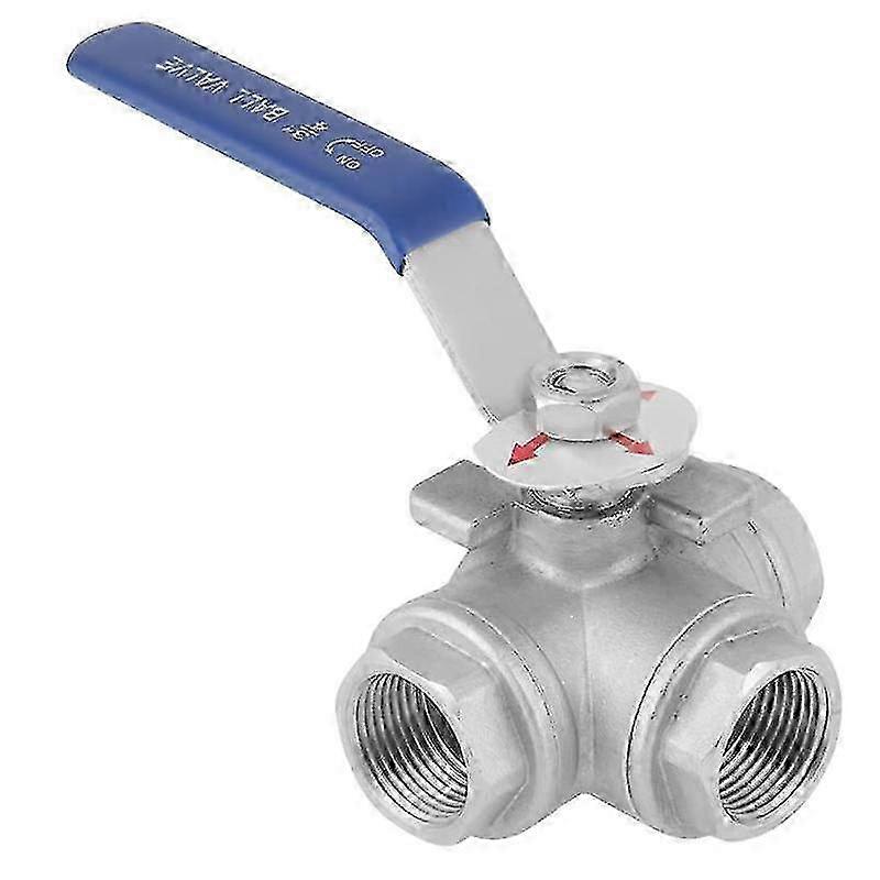 3-Wege Kugelhahn Edelstahl SUS304 Rohr Dreiwege T-Typ Ventil Innengewinde 3/4"DN20 Mit Vinyl ...