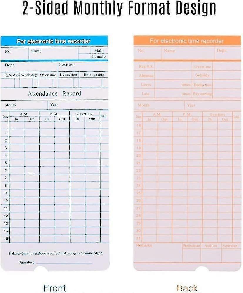 Count Monthly Time Clock Cards Timecard For Employee Attendance Payroll ...