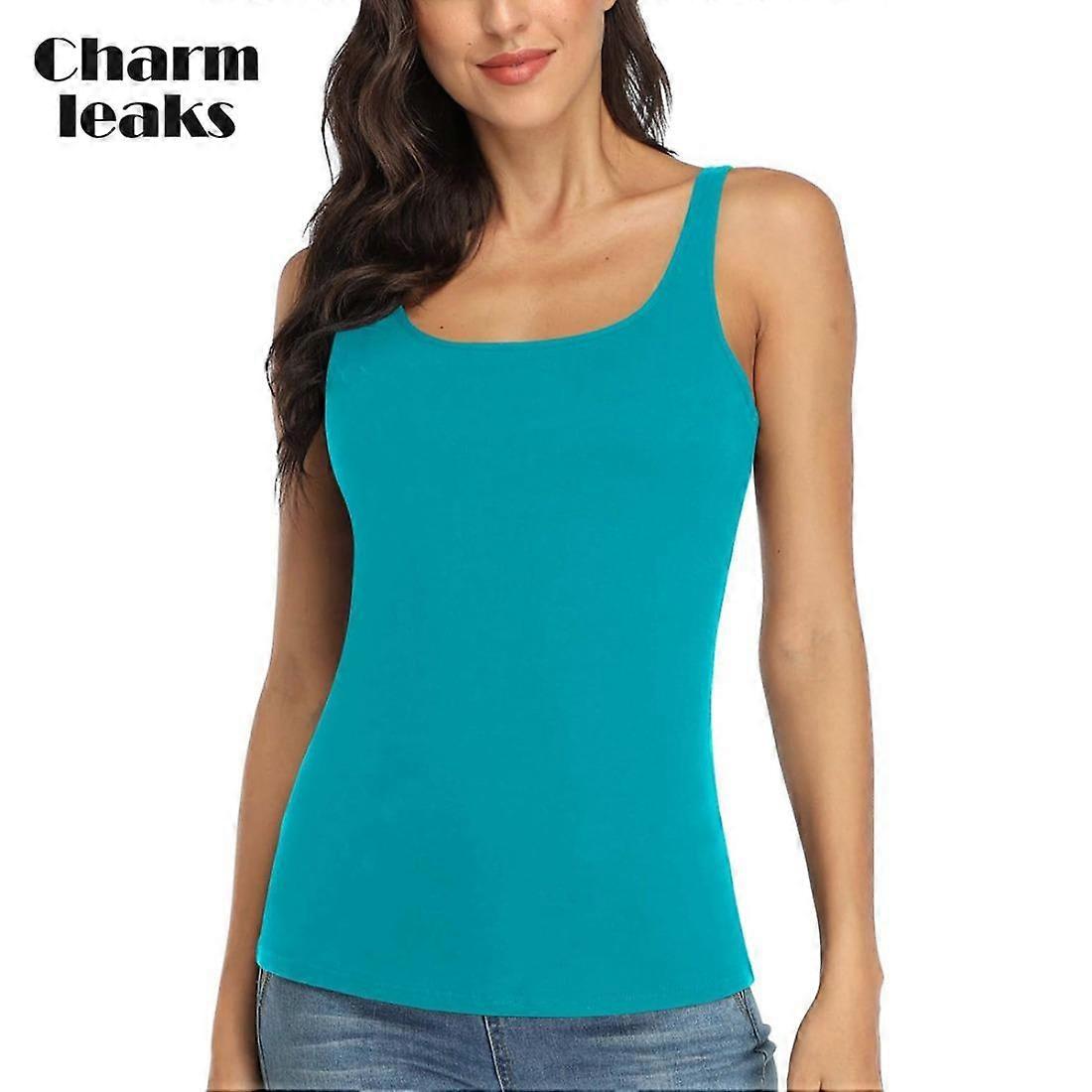 Charmleaks Women's Cotton Tank Top with Shelf Bra Adjustable Wider ...