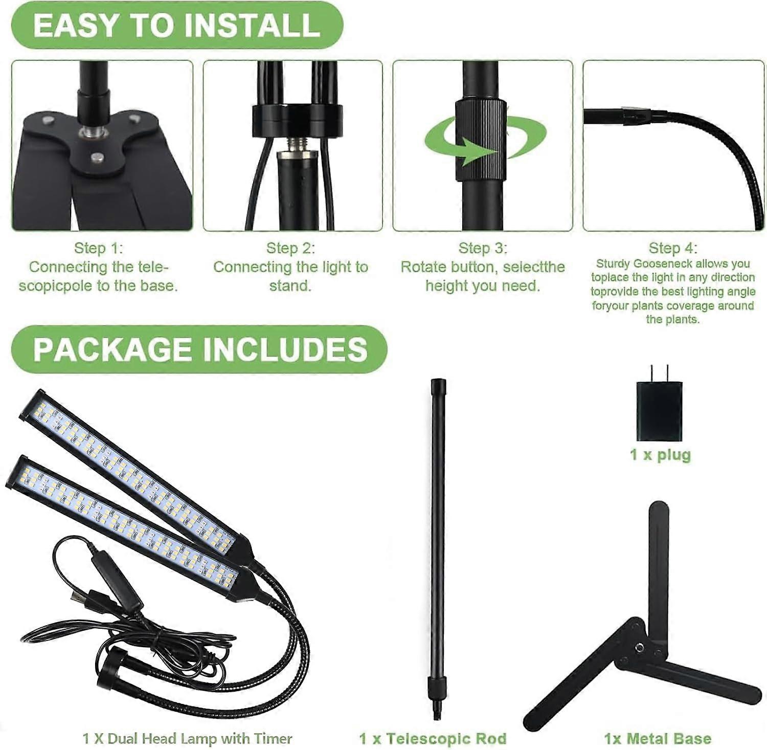 1 Grow Light 6000K Full Spectrum for Indoor Growing Height Extendable 9 ...