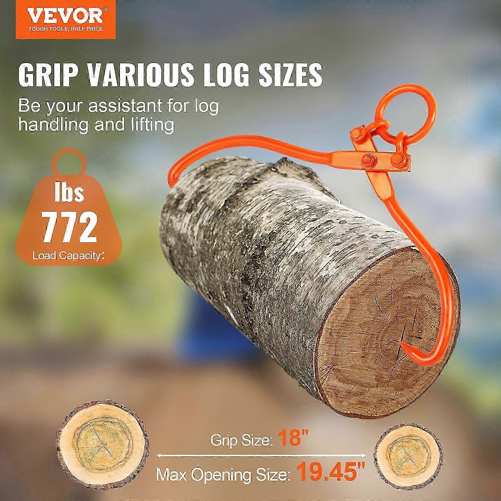 Log Skidding Tongs, 18 inch 2 Claw,772 lbs/350 kg Loading Capacity, Log ...