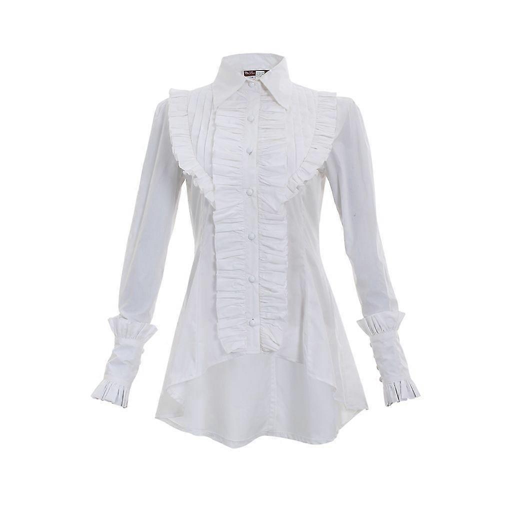 Women's Victorian Ruffle Shirt Long Sleeve Gothic Blouse with High-Low ...