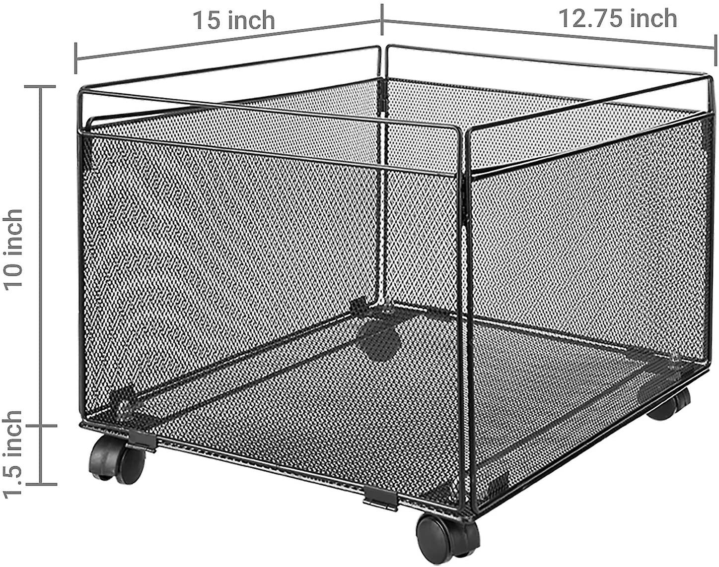 Rolling Black Metal Mesh Hanging File Folder Organizer And Document ...